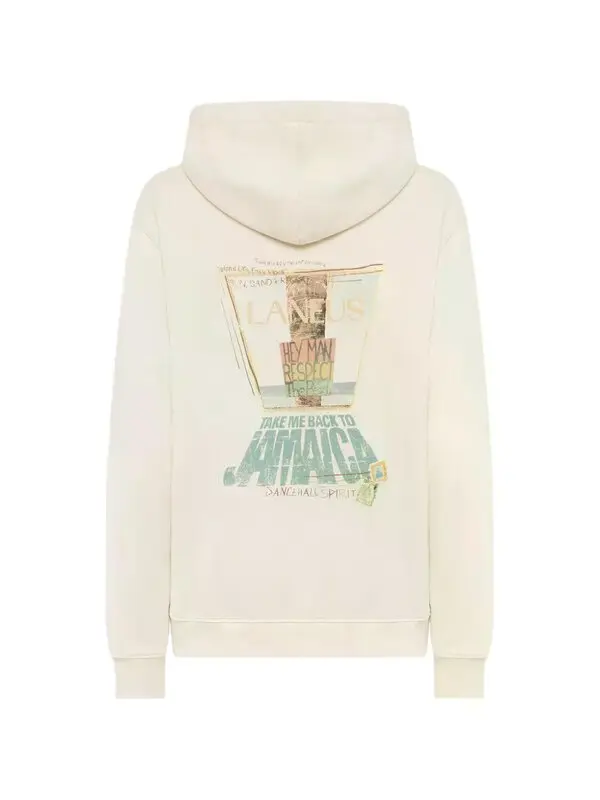 LANEUS Printed Hooded Sweatshirt - Neutrals