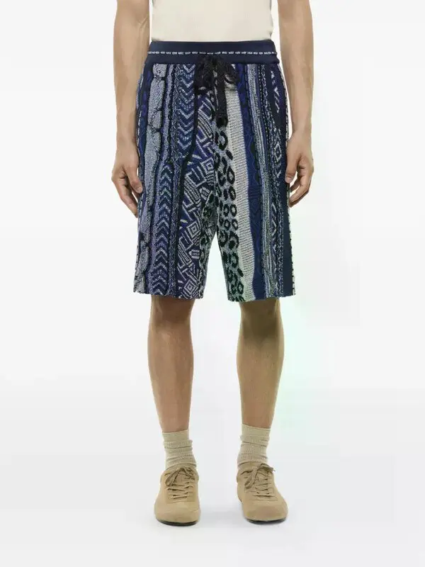 LANEUS Knitted Print Shorts - Blue