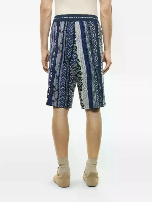 LANEUS Knitted Print Shorts - Blue