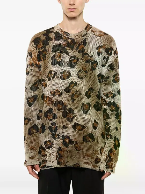 LANEUS Leopard Print Knitted Jumper