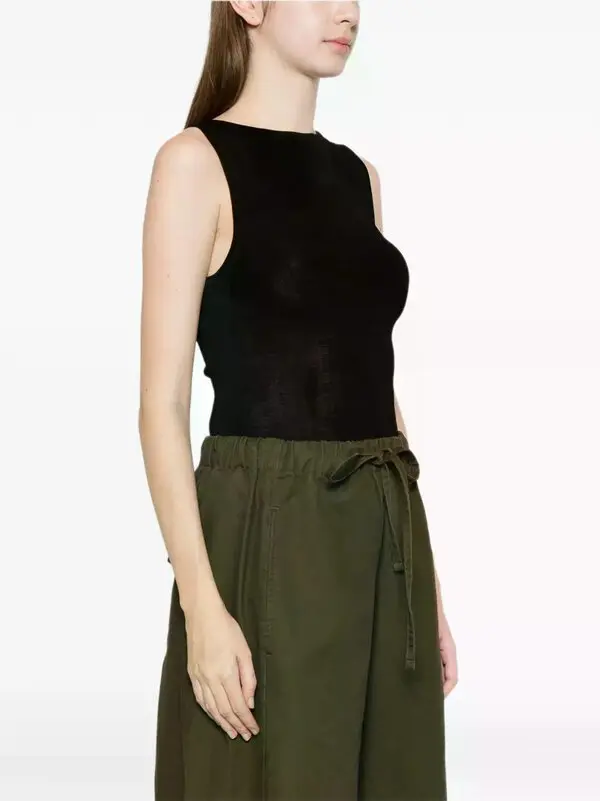 ENTIRE STUDIOS Round Neck Sleeveless Top - Black