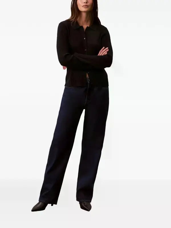 Calvin Klein Ribbed Collared Button-front Cardigan