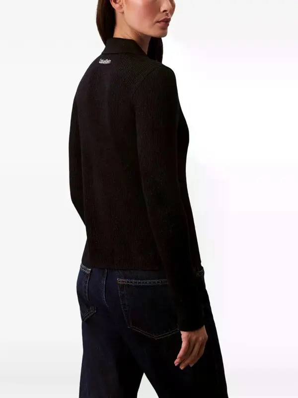 Calvin Klein Ribbed Collared Button-front Cardigan