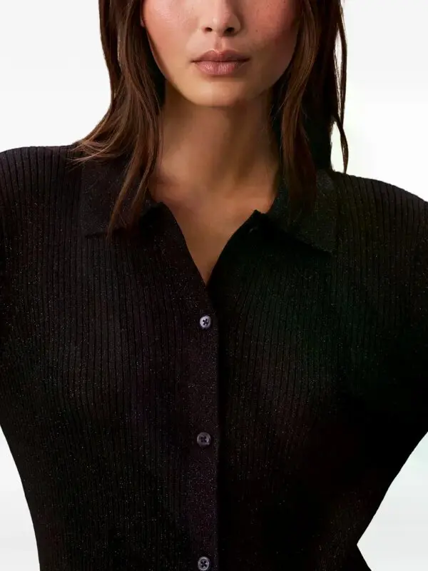 Calvin Klein Ribbed Collared Button-front Cardigan