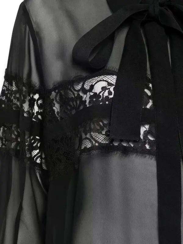 Elie Saab Lace Bow Shirt - Black