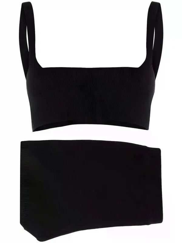 Red Valentino Knitted Crop Top And Shorts Set - Black