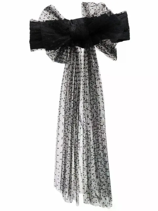 Red Valentino Semi-sheer Bow Detail Belt - Black