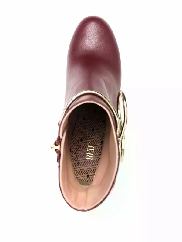 Red Valentino Leather Ankle Boots With Bow Detail