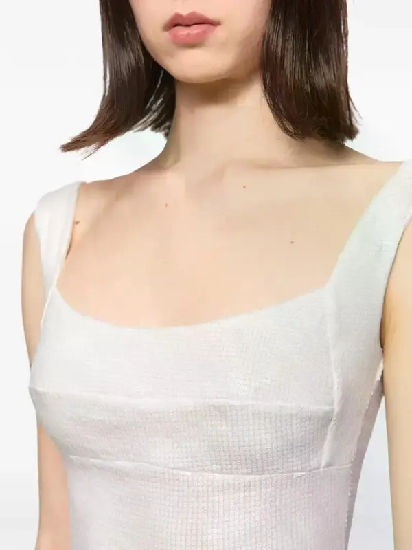 ATU BODY COUTURE Square Neck Sequin Bodysuit - White