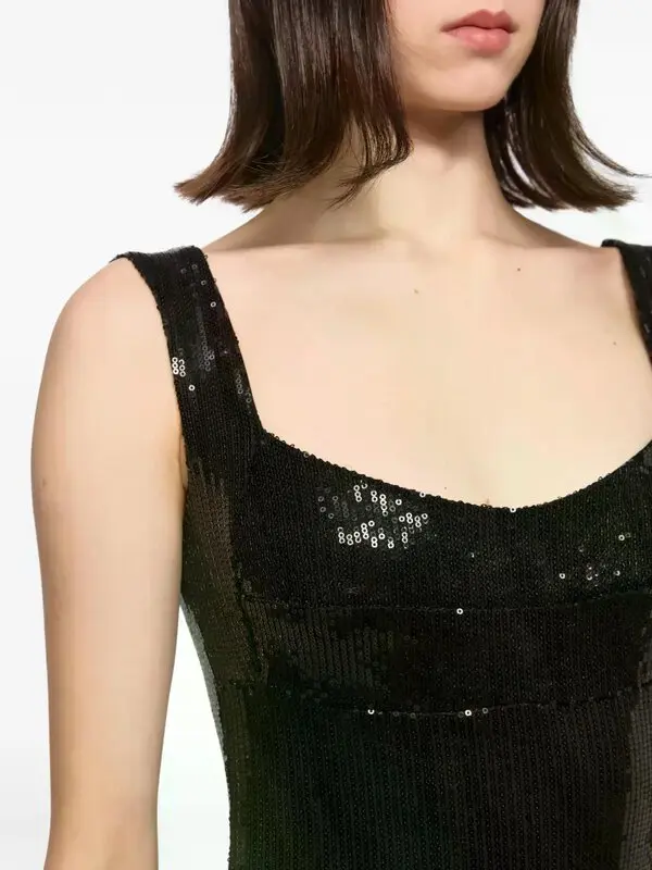 ATU BODY COUTURE Square-neck Sequin Bodysuit - Black