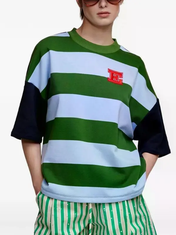 Essentiel Antwerp Striped Embroidered Sweatshirt