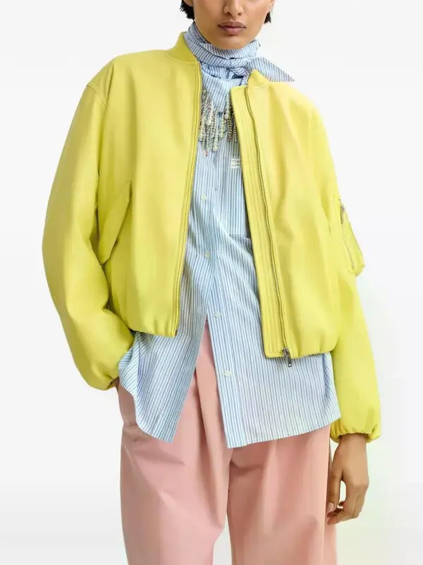 Essentiel Antwerp Bomber Jacket With Ribbed Collar And Zip Sleeve Pocket