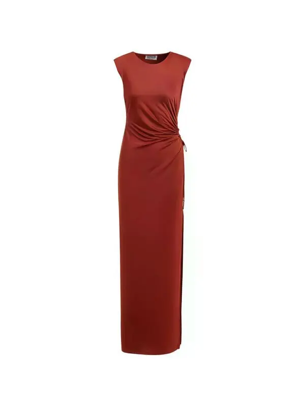 Essentiel Antwerp Ruched Detail Sleeveless Maxi Dress - Orange