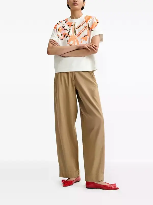 Essentiel Antwerp Sequined Peacock Motif T-shirt - Neutrals
