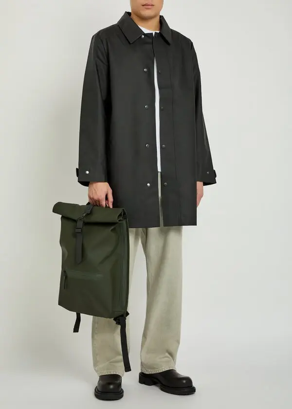 Rains Waterproof Long Jacket With Detachable Hood