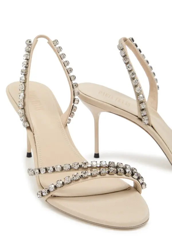 Paris Texas Lidia 70 Crystal-embellished Crepe Sandals - Ivory