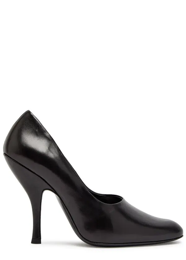 JUDE Sculpted Heel Leather Pumps - Black