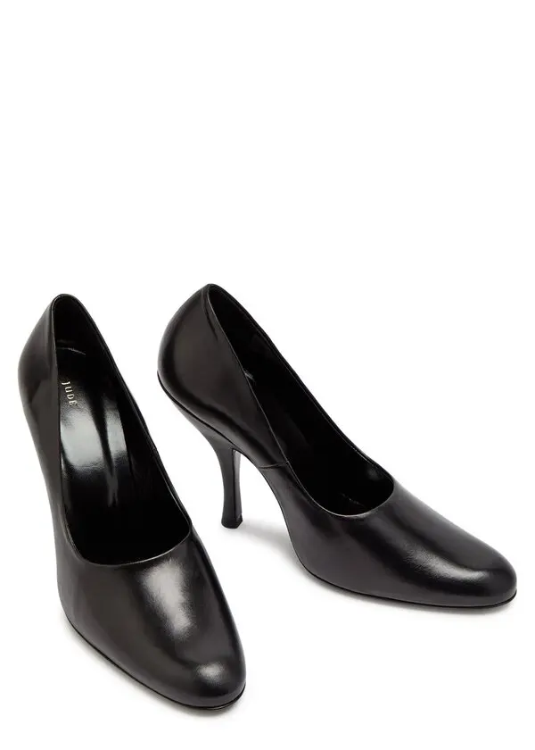 JUDE Sculpted Heel Leather Pumps - Black
