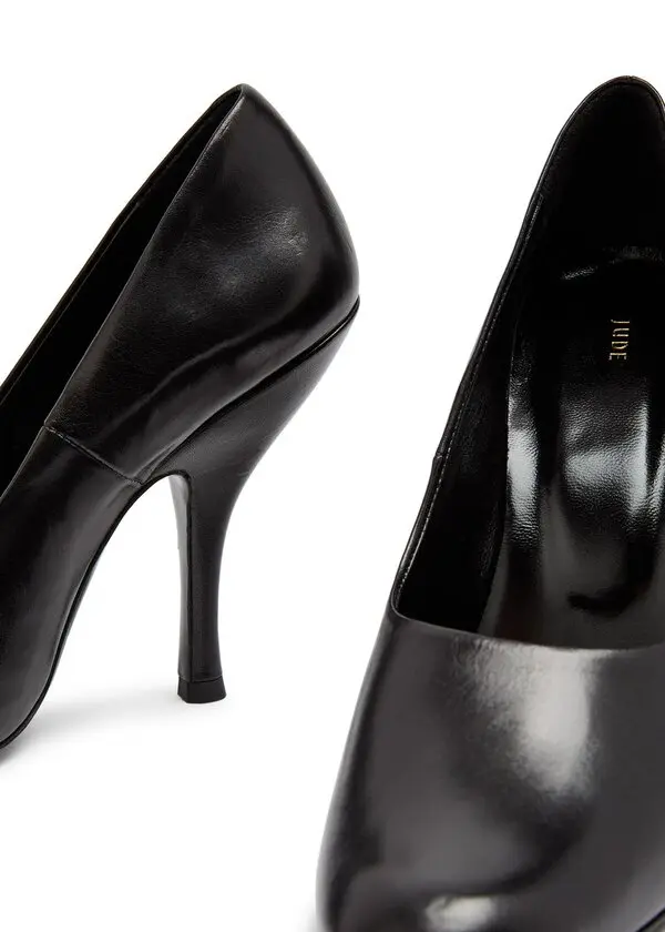JUDE Sculpted Heel Leather Pumps - Black