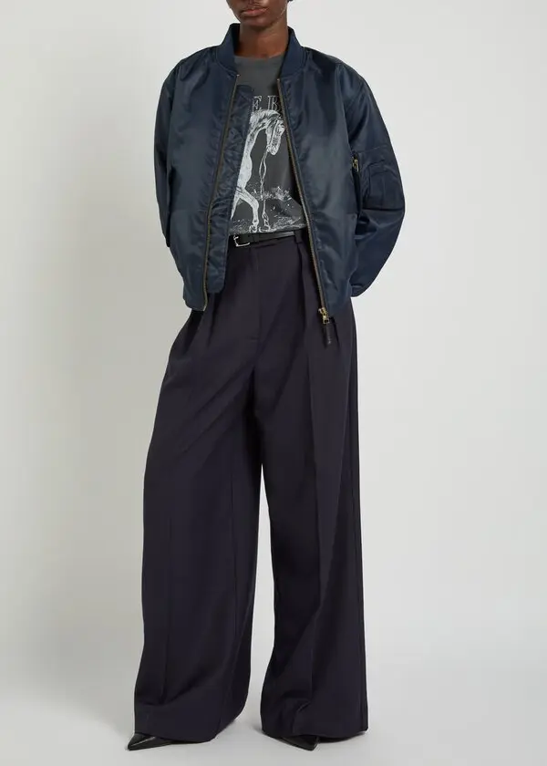 ANINE BING Lou Wide-leg Woven Trousers