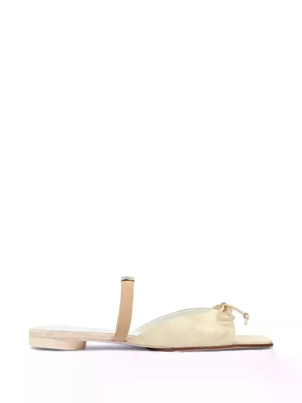 MAISON MARGIELA Bow Detailed Leather Slingback Shoes - Neutrals