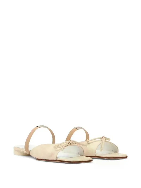 MAISON MARGIELA Bow Detailed Leather Slingback Shoes - Neutrals