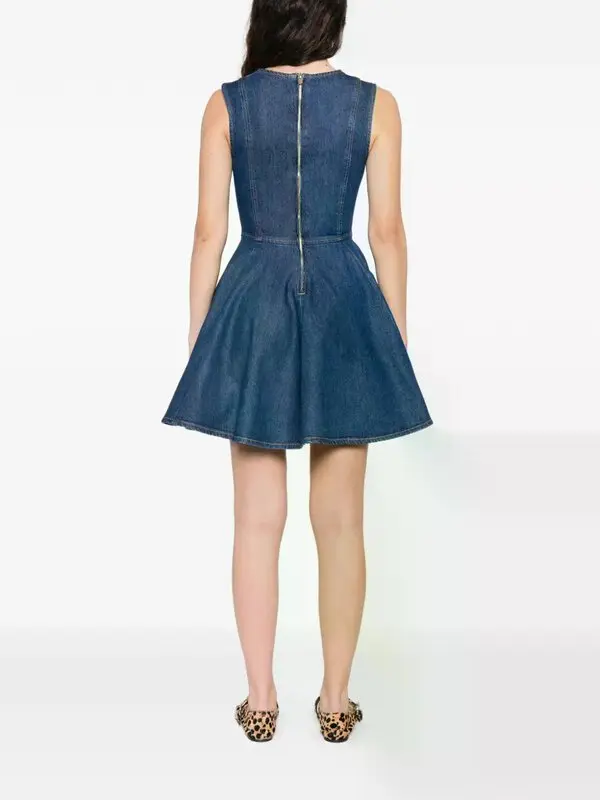 Maje Denim Fit And Flare Dress With Gold-tone Buttons
