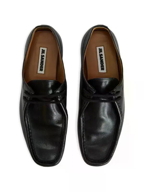 JIL SANDER Leather Lace-up Loafers - Black