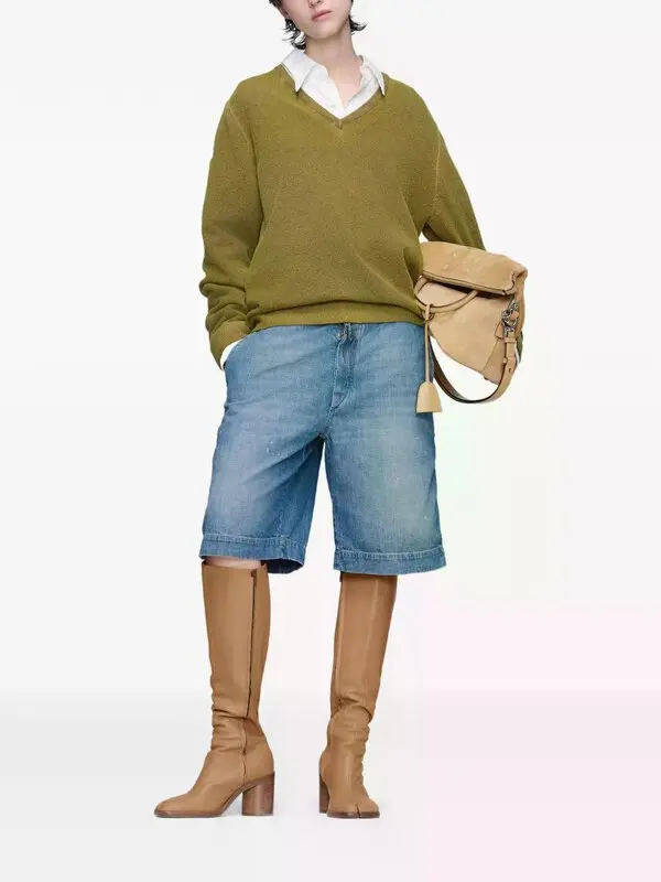MAISON MARGIELA High-waisted Denim Shorts With Buckle Detailing