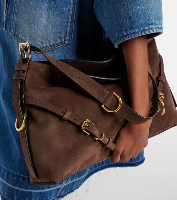 Givenchy Voyou Medium Suede Shoulder Bag