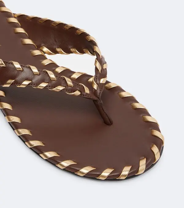 GIANVITO ROSSI Zaira Leather Thong Sandals - Brown