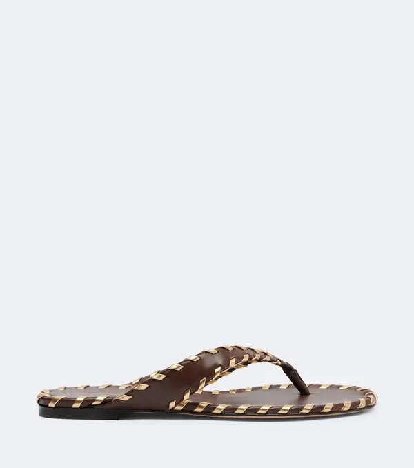 GIANVITO ROSSI Zaira Leather Thong Sandals - Brown