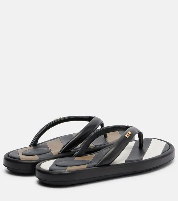 TOD'S Leather Thong Sandals With Gold Tone Hardware
