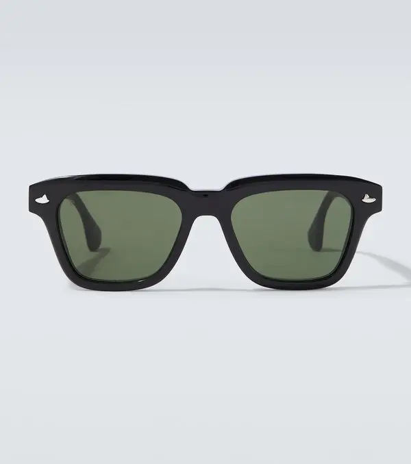 SESTINI Square Frame Sunglasses With Dark Green Lenses - Black