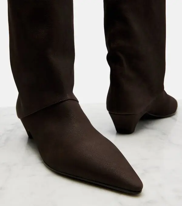 Prada Leather Knee-high Pointed Toe Boots - Brown