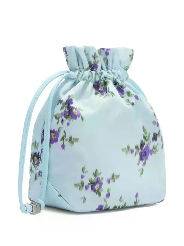 GANNI Floral Drawstring Bucket Bag - Blue