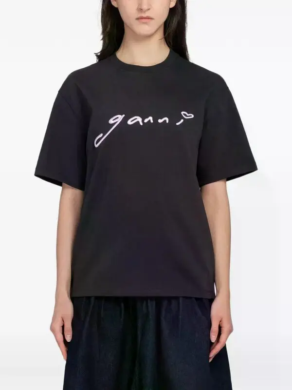 GANNI Embroidered Organic Cotton T-shirt