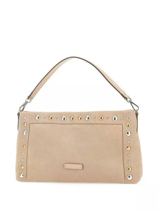 GIANNI CHIARINI Elisa Suede Shoulder Bag With Gold And Silver Tone Hardware