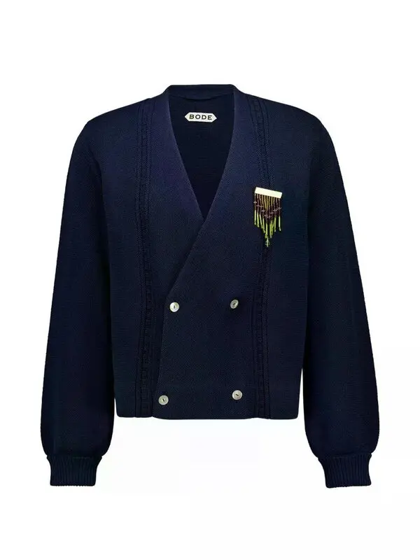 BODE Double-breasted Cardigan With Beaded Embellishment
