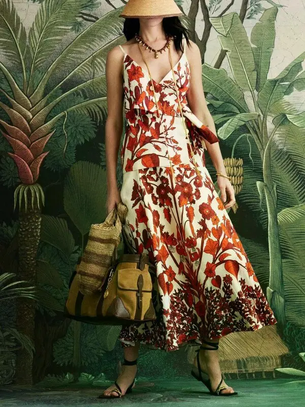 Johanna Ortiz Encanto De Isla Floral Midi Skirt - Neutrals