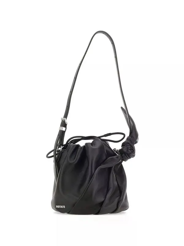ROTATE BY BIRGER CHRISTENSEN Mini Bon Bon Knot-detail Leather Shoulder Bag - Black