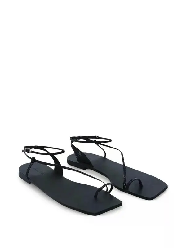 Johanna Ortiz Strappy Thong Flat Sandals - Black