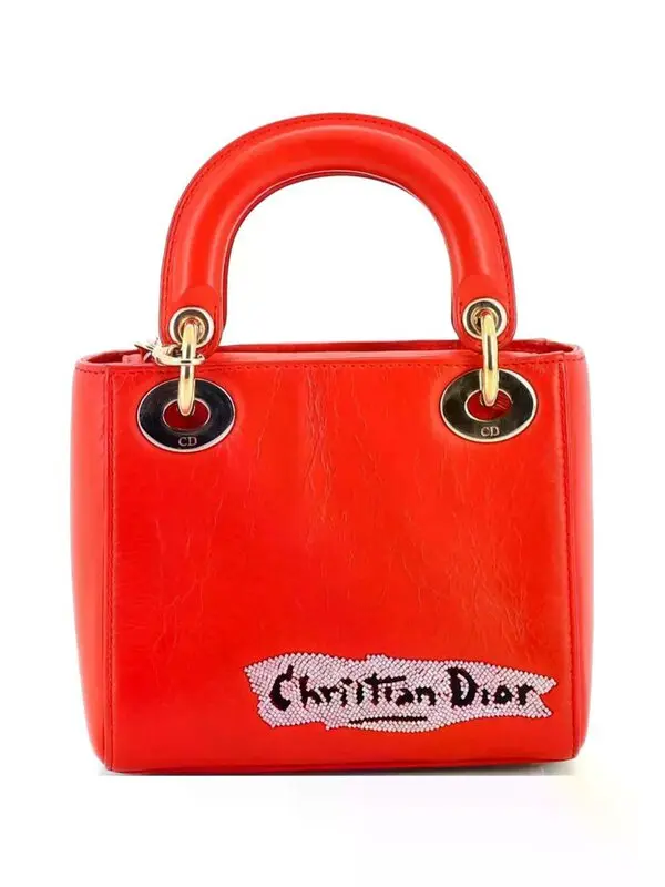Dior Lady Chain Bag Beaded Leather Mini Shoulder Bag
