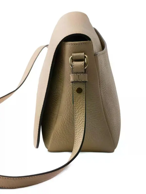 Prada Logo Plaque Flap Leather Shoulder Bag - Neutrals
