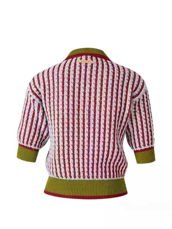 Marni Textured Striped Cropped Polo Shirt