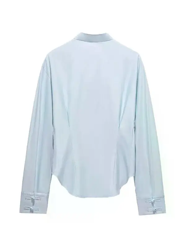 Shanghai Tang Mandarin Collar Silk Blouse - Blue