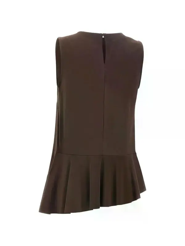 KAOS Sleeveless Ruffled Hem Blouse - Brown