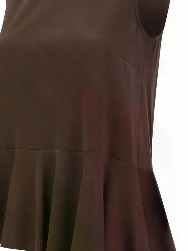 KAOS Sleeveless Ruffled Hem Blouse - Brown