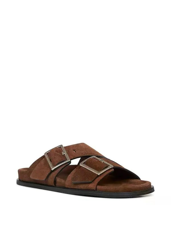 ALOHAS Suede Double Strap Mules With Silver-tone Hardware