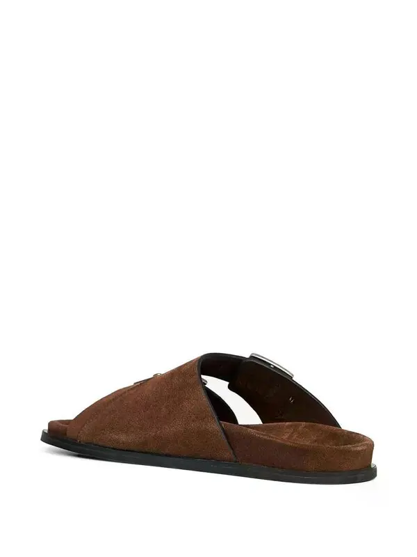 ALOHAS Suede Double Strap Mules With Silver-tone Hardware